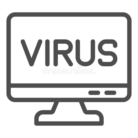 Monitor Screen With Virus Line Icon Hacker Attacks Concept Vector
