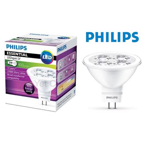 Philips Essential LEDspot MR16 GU5 3 5w 12v 24D Bulb Lamp Warm White