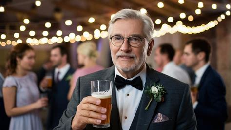 Premium Photo A Man In A Tuxedo Holds A Glass Of Beer