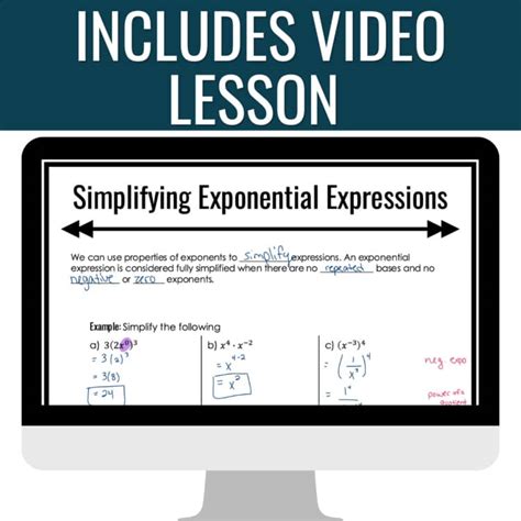 Simplifying Exponential Expressions Guided Notes 8th Grade Prealgebra Algebra 1