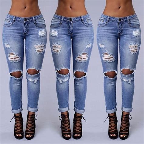 2017 Designer Denim 2017 High Waist Ripped Jeans Cotton Denim Pants
