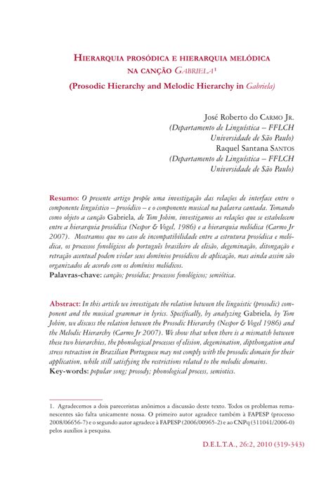 Pdf Prosodic Hierarchy And Melodic Hierarchy In Gabriela