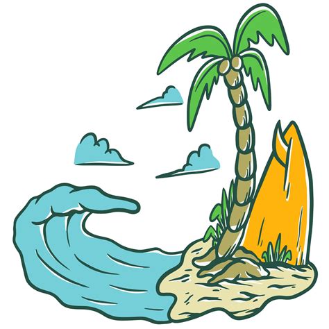 Palm Tree Surfboard Beach Vibes 27502996 Vector Art At Vecteezy