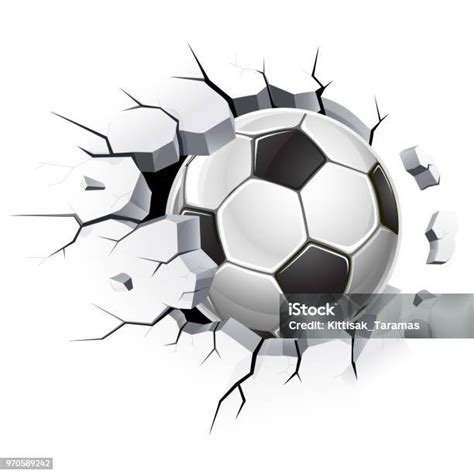 축구 공 또는 축구와 오래 된 콘크리트 벽 손상 벡터 일러스트 레이 션 0명에 대한 스톡 벡터 아트 및 기타 이미지 0명