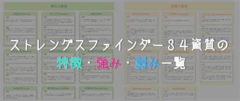 無料配布ストレングスファインダー34資質の特徴強み弱み一覧 自己理解の教室