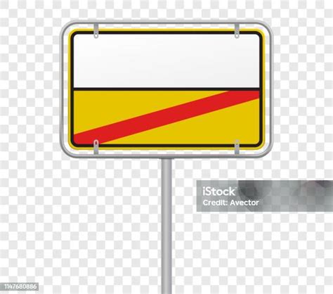 마을 입구와 출구 도시 제한도로 표지판 템플릿입니다 벡터 독일어 노란색과 흰색 도시 테두리 항목 및 출구도로 표지판 템플릿