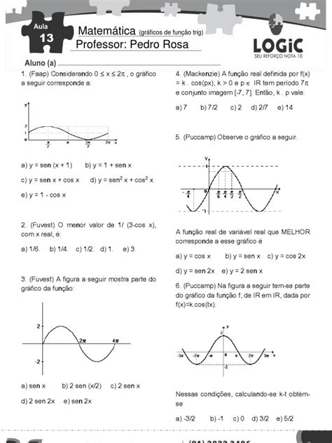 Gráficos De Função Trigonométrica Pdf Função Matemática Análise