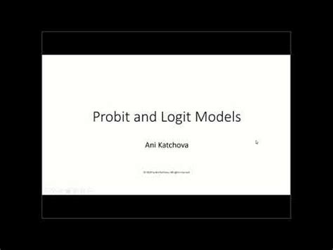 Probit And Logit Models YouTube