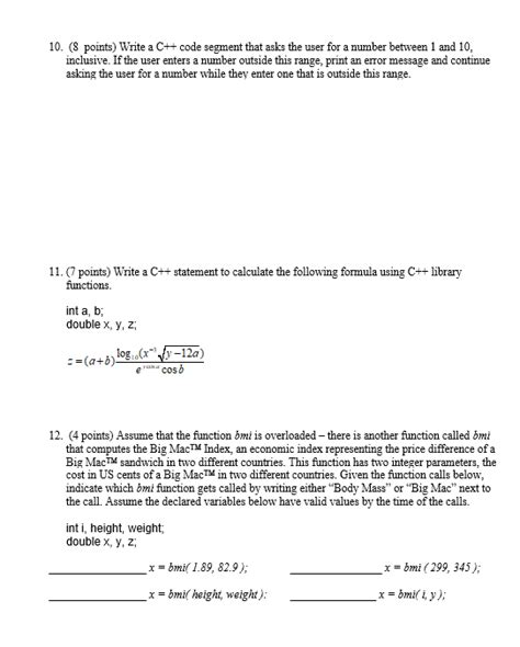 Solved Points Given The Following Variable Chegg