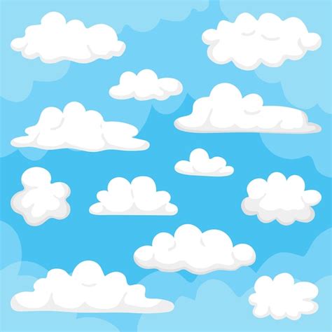 Premium Vector Set Of Clouds On A Blue Background Realistic Elements