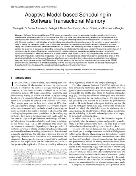 Pdf Adaptive Model Based Scheduling In Software Transactional Memory