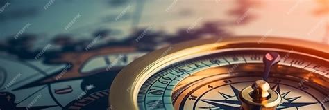 Premium Ai Image Magnetic Compass And Location Marking With A Pin On