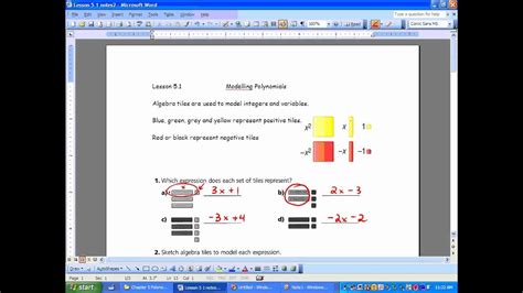 math 9 modeling polynomials lesson 5 1 wmv youtube