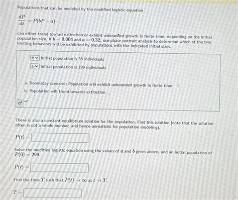 Solved Populations That Can Be Modeled By The Modified