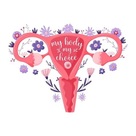 My Body My Choice Uterus With Flowers Female Reproductive System