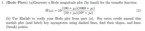Solved Bode Plots A Generate A Bode Magnitude Plot By Chegg