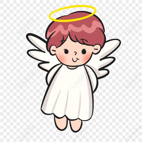 귀여운 일러스트 짙은 갈색 짧은 머리 작은 천사날개단발머리 Png 일러스트 무료 다운로드 Lovepik