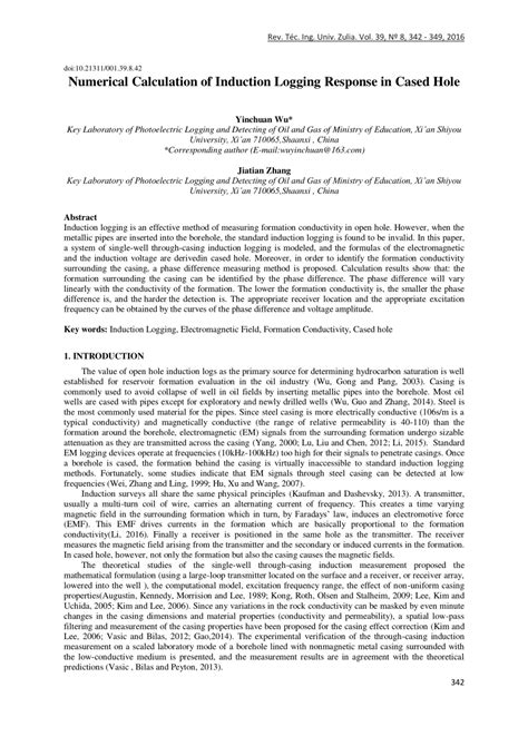 pdf numerical calculation of induction logging response in cased hole