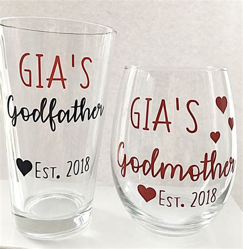 Godparent Gift Set Custom Godparent Glasses Personalized Etsy
