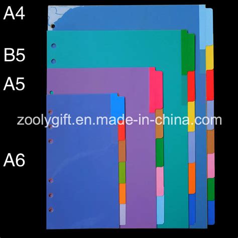 Pp Index Dividers Assorted Color Plastic Index File Dividers China