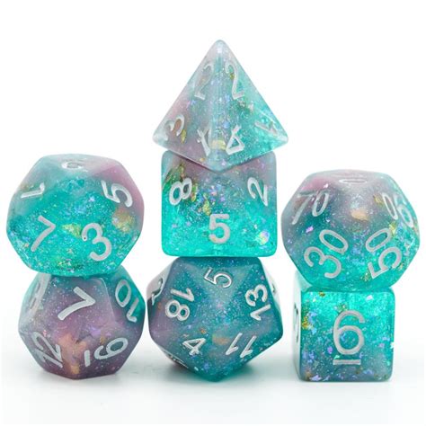 7pcsset Pinkgreen Dnd Dice With Colorful Glitter Vicedeal