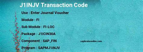 J1INJV SAP Tcode For Enter Journal Voucher