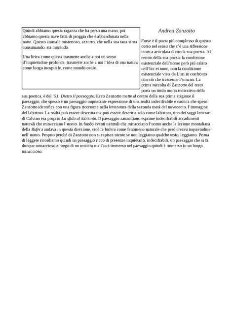 La Poesia Di Andrea Zanzotto Docsity