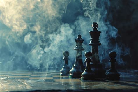 Premium Ai Image Mysterious Chess Figures In Atmospheric Smoke And