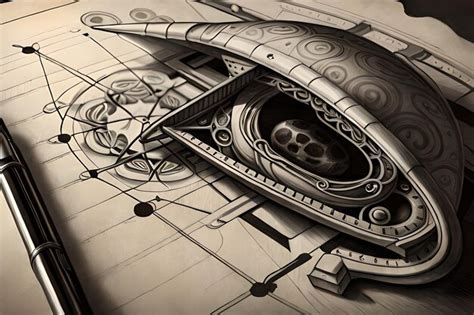 Premium Photo Anatomical Drawing Of Organic Alien Spaceship Holding
