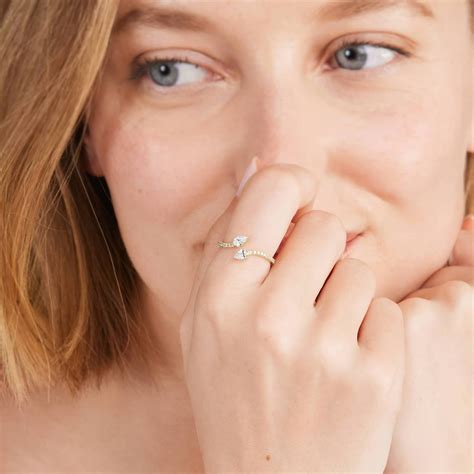 14k Yellow Gold Pear Shape Diamond Pavé Bypass Ring 81514y14