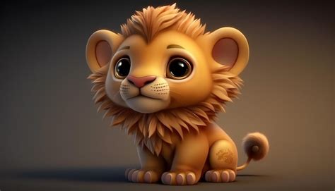 Un Lindo Y Adorable Bebé León Representado Al Estilo De Animación De