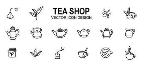 고급 차 가게 음료 관련 벡터 아이콘 사용자 인터페이스 그래픽 디자인 티백 티잎 설탕 양조 차컵 모듬 주전자 추출 허브 아이콘에 대한 스톡 벡터 아트 및 기타 이미지