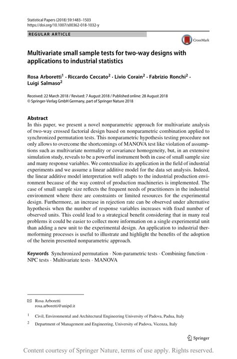 Multivariate Small Sample Tests For Two Way Designs With Applications