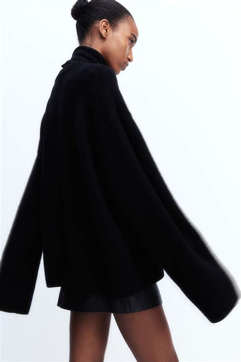 Oversized Cashmere Blend Jumper Black Ladies Handm Gb