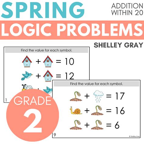 Spring Themed Math Logic Problems Puzzles For Addition To 20 Problem