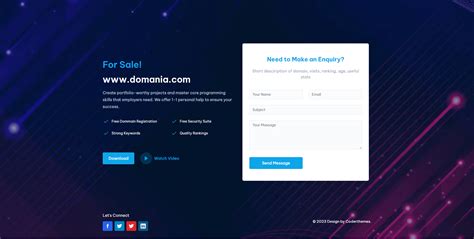 techdomain domain pages tailwind css 3 html template