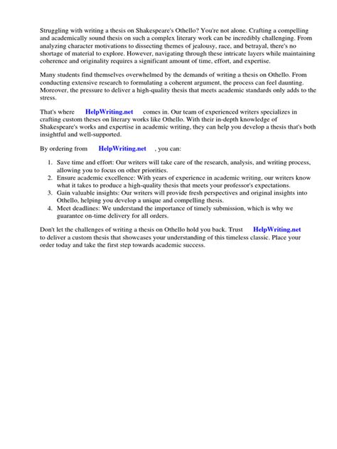 Shakespeare Othello Thesis Pdf