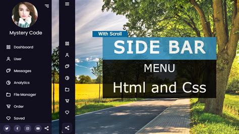 Sidebar Menu Using Html And Css Youtube