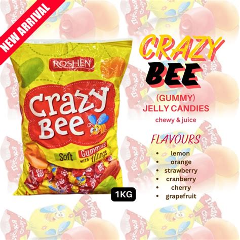 1kg Roshen Crazy Bee Flavour Fruits Candy Sweet Candies Gummy Chewy Jelly Liquid Gummies