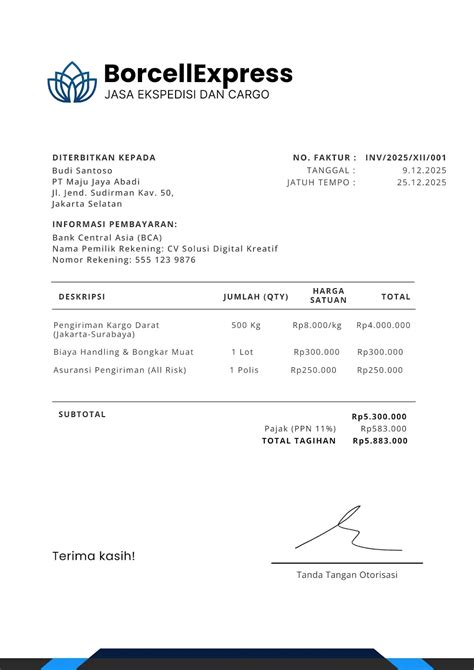 15 Contoh Invoice Dan Cara Membuatnya Link Template Pdf And Word Dealls