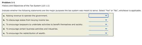 Solved Problem 1 1 History And Objectives Of The Tax System