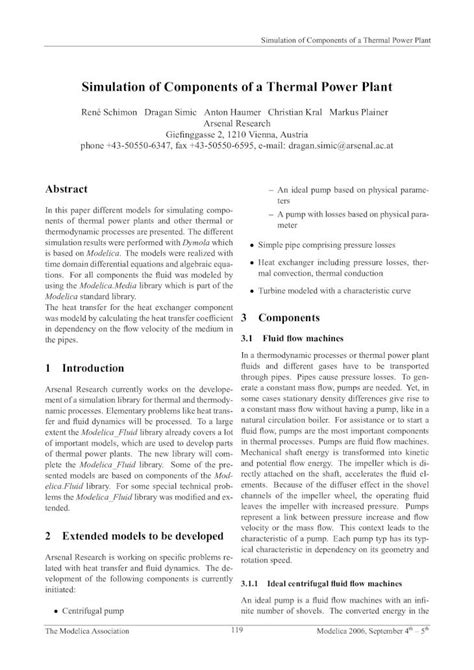 pdf simulation of components of a thermal power plant modelica