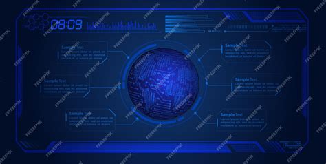 Premium Vector World Binary Circuit Board Future Technology Blue Hud Cyber Security Concept