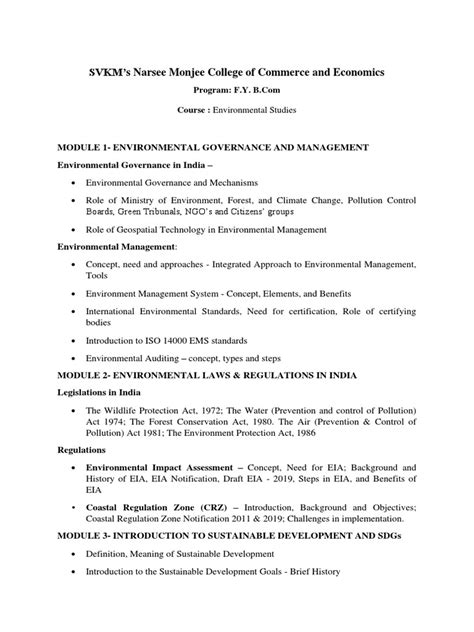 Sem 2 Syllabus Pdf Sustainability Environmental Impact Assessment