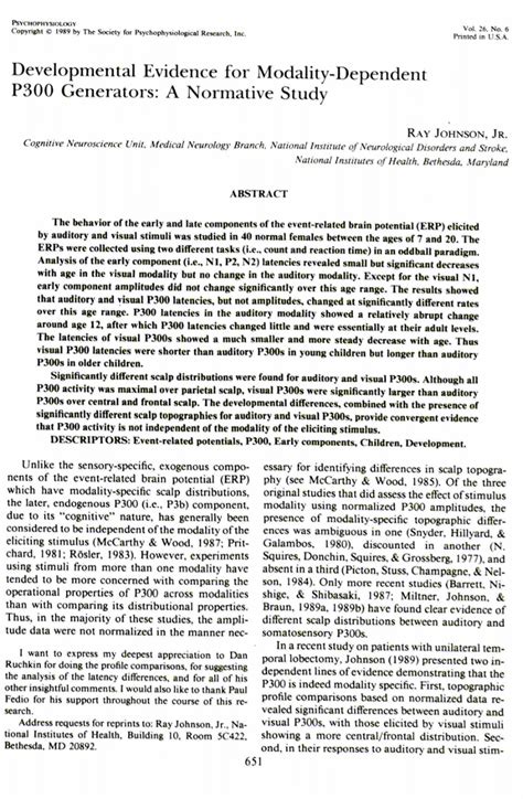 Pdf Developmental Evidence For Modality‐dependent P300 Generators A