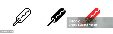 아이스크림 라인 아이콘입니다 유약 초콜릿 막대기 아이스크림 냉동 주스 설탕 유리 단맛 맛있는 개념 선에 있는 벡터 아이콘 흰색 배경에 검은색과 화려한 스타일 3차원 형태에