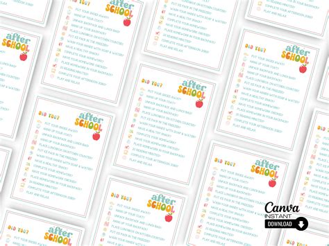Printable After School Checklist Editable After School Etsy
