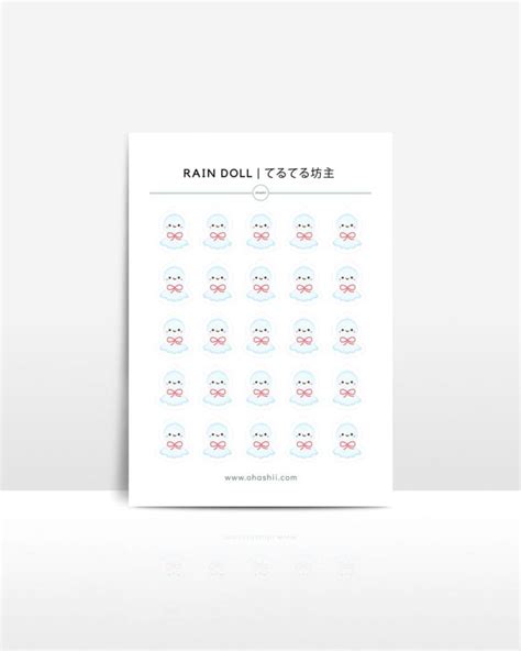 Rain Doll Sticker Sheet Kawaii Japanese Teru Teru Bozu Sticker Ohashii