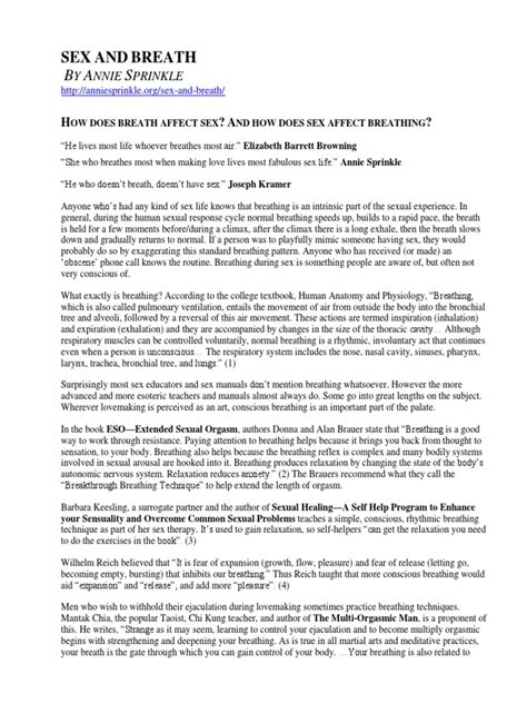 Sex Breath Annie Sprinkle Pdf Exhalation Breathing