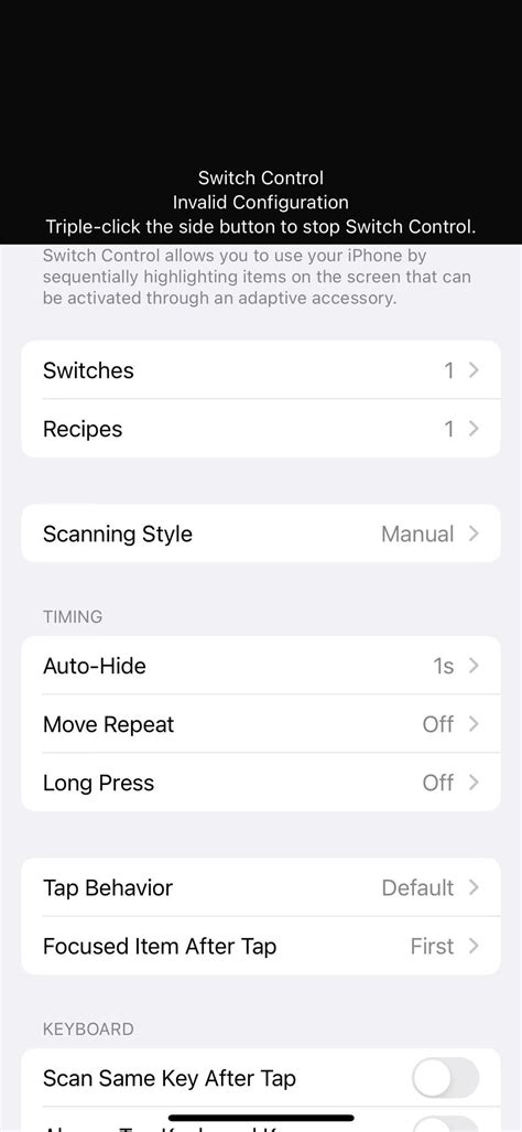 Switch Control Invalid Configuration Help How Can I Get Rid Of The Banner R Iphonehelp